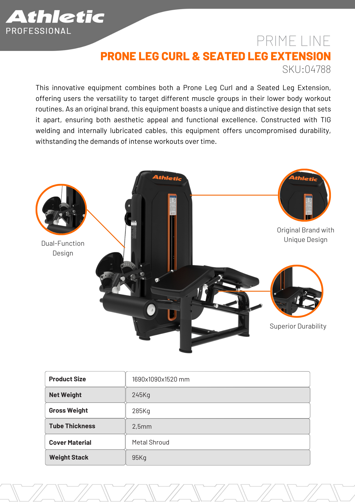 Athletic Vision Prime Prone Leg Curl & Seated Leg Extension (95KG ...